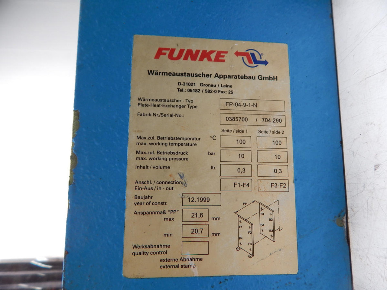 Funke Plate Heat Exchanger FP-04-9-1-N